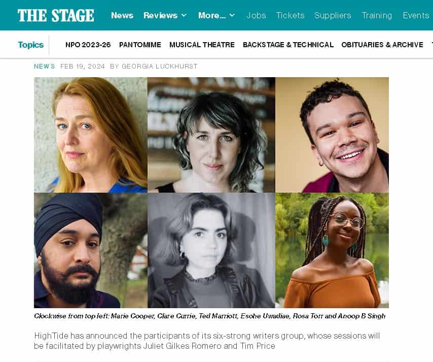 East of England Playwright Marie Cooper selected